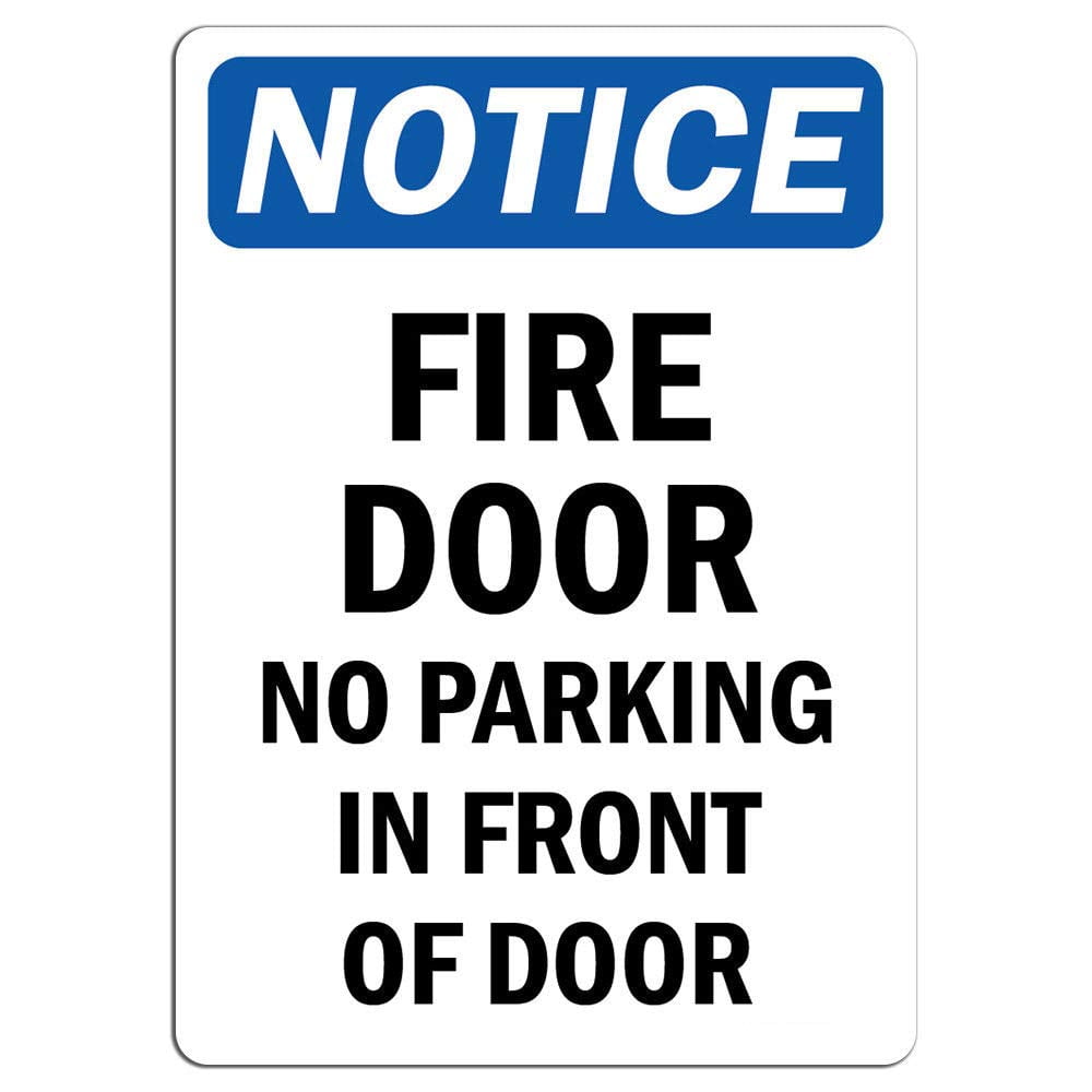 Vinyl Stickers - Notice - Fire Door No Parking in Front of Door Sign ...