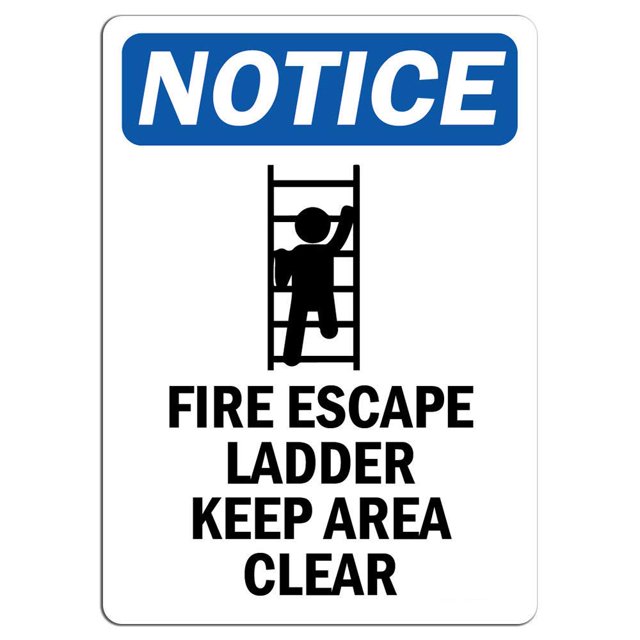 Vinyl Stickers - Notice - Fire Escape Ladder Sign with Symbol - Safety ...