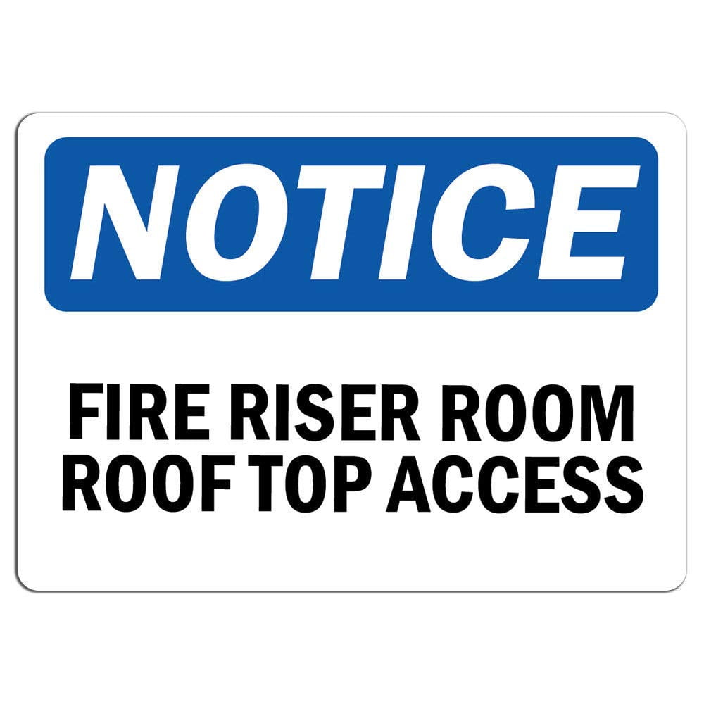 Vinyl Stickers - Notice - Fire Riser Room Roof Top Access Sign - Safety ...