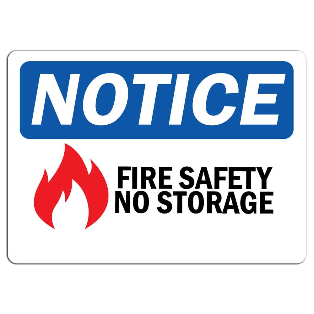 Vinyl Stickers - Notice - Fire Safety No Storage Sign with Symbol ...