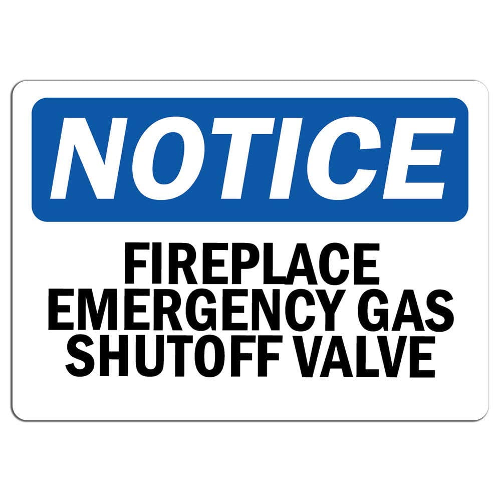 Vinyl Stickers - Notice - Fireplace Emergency Gas Shutoff Valve Sign ...