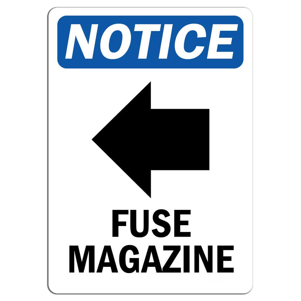 Vinyl Stickers - Notice - Fuse Magazine [Left Arrow] Sign with Symbol ...