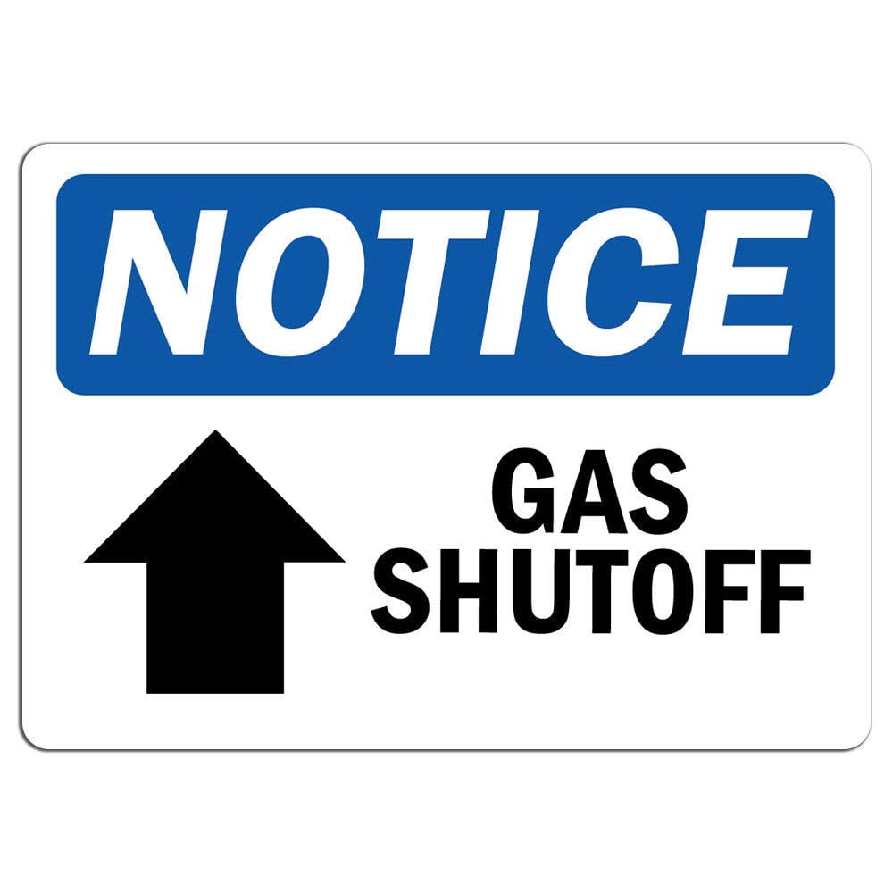 Vinyl Stickers - Notice - Gas Shutoff [Up Arrow] Sign with Symbol ...