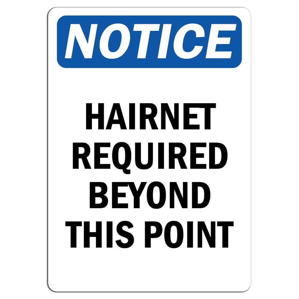 Vinyl Stickers - Notice - Hairnet Required Beyond This Point Sign ...
