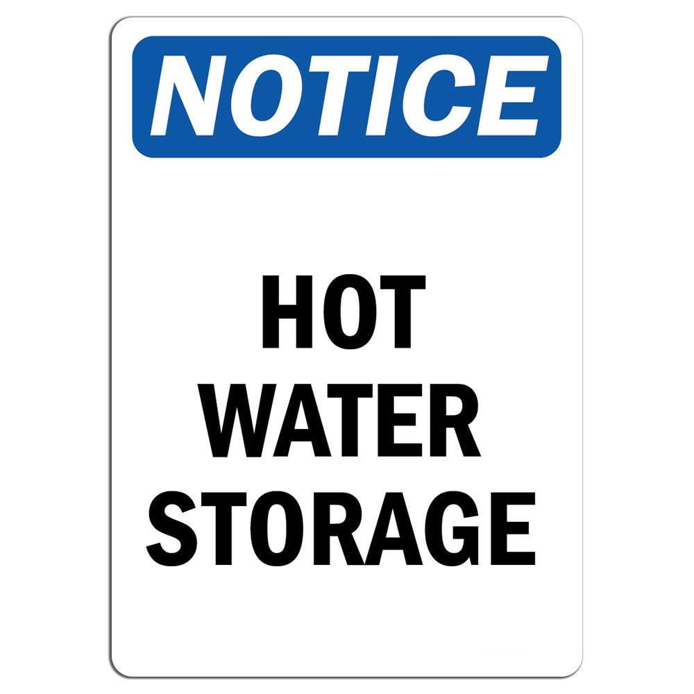 Vinyl Stickers - Notice - Hot Water Storage Sign - Safety and Warning ...