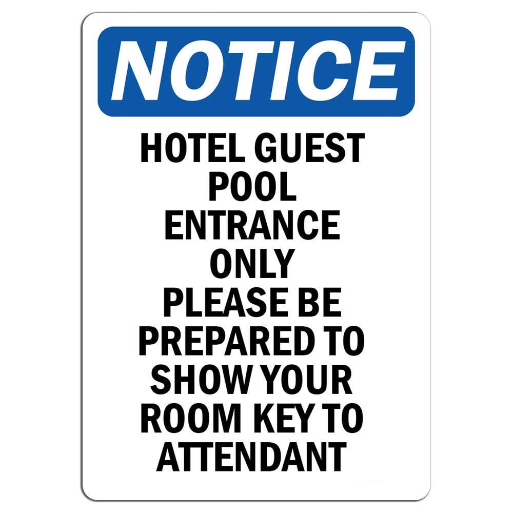 Vinyl Stickers - Notice - Hotel Guest Pool Entrance Only Please Be Sign ...