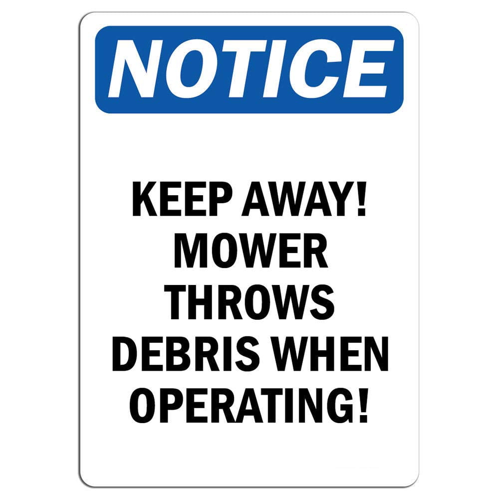 Vinyl Stickers - Notice - Keep Away! Mower Throws Debris When Operating ...