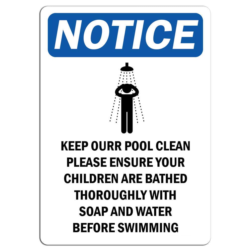 Vinyl Stickers - Notice - Keep Our Pool Clean Please Ensure Sign with ...