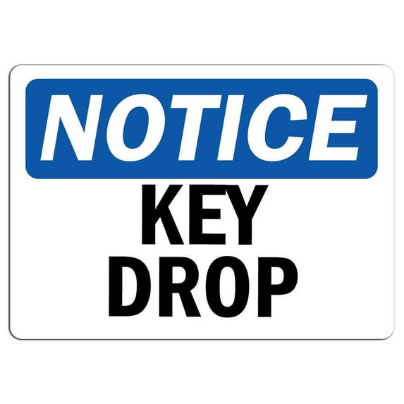 Vinyl Stickers - Notice - Key Drop Sign - Safety and Warning Warehouse ...