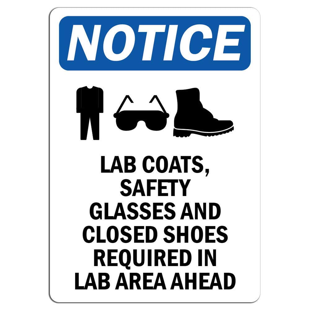 Vinyl Stickers - Notice - Lab Coats, Safety Glasses and Sign with ...