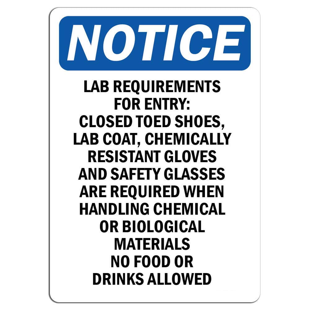 Vinyl Stickers - Notice - Lab Requirements for Entry Closed Toed Sign ...