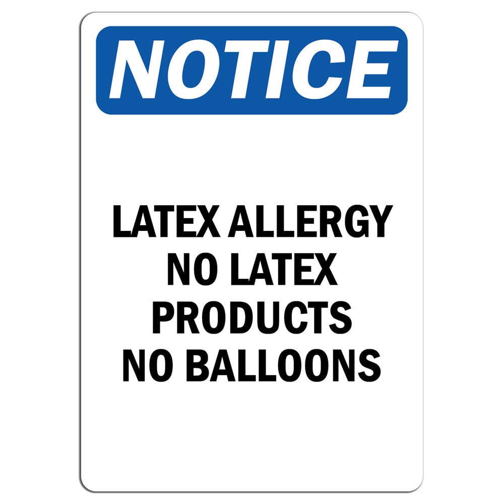 Vinyl Stickers - Notice - Latex Allergy No Latex Products No Balloons ...