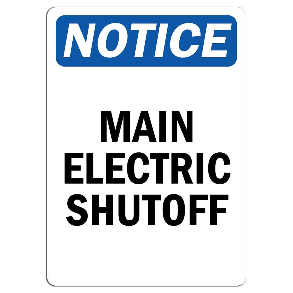 Vinyl Stickers - Notice - Main Electric Shutoff -Safety and Warning ...