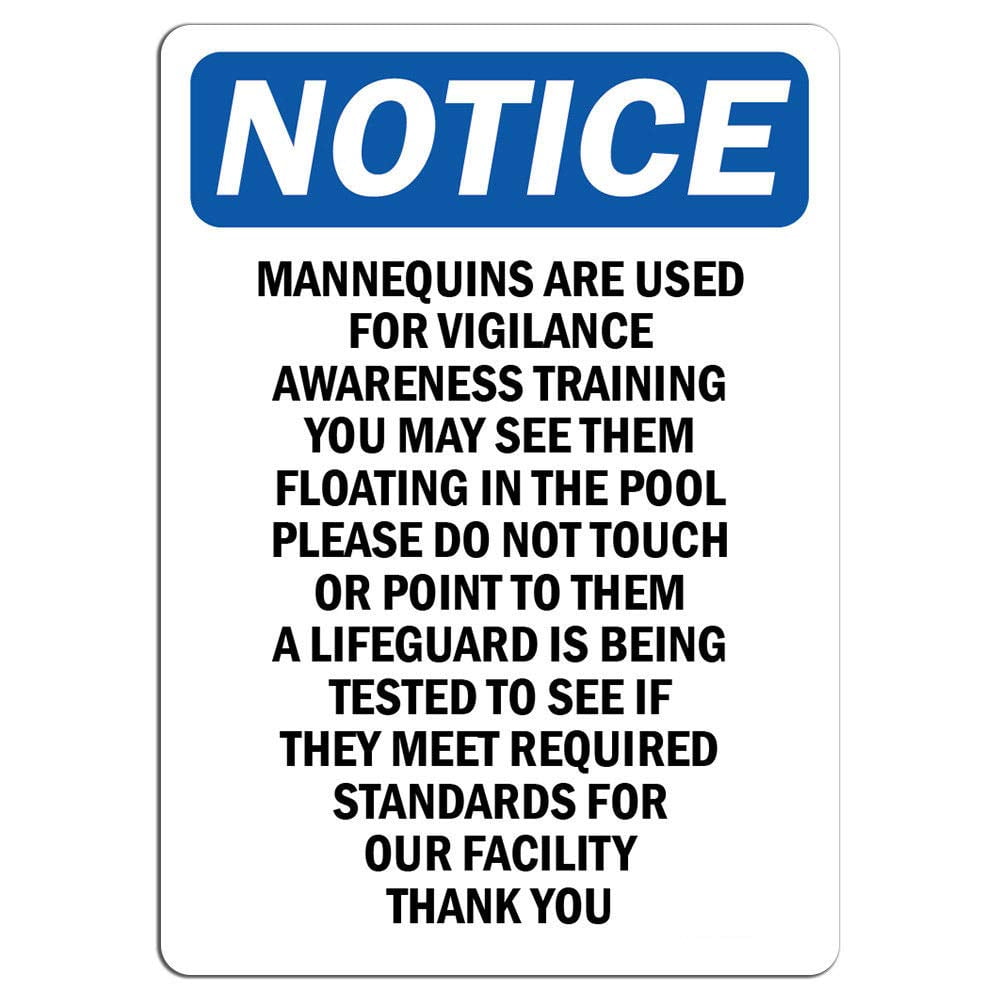 Vinyl Stickers - Notice - Mannequins are Used for Vigilance Awareness ...