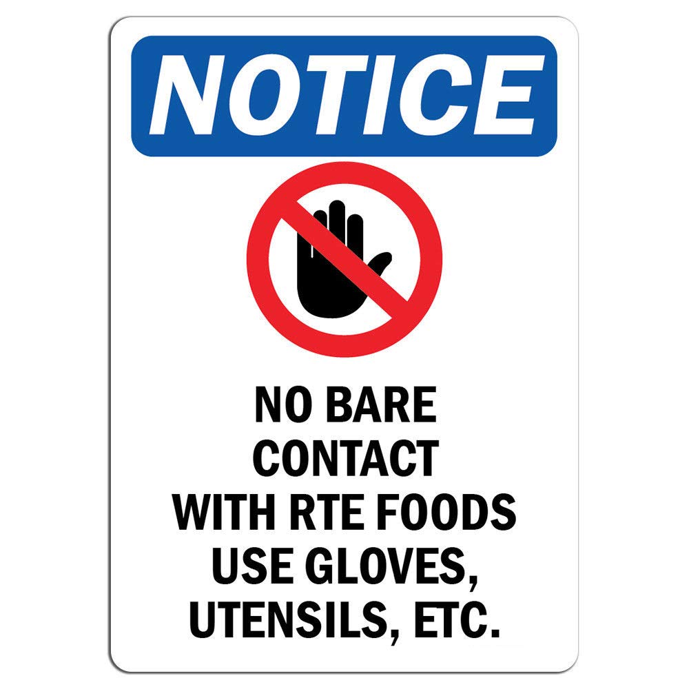 Vinyl Stickers - Notice - No Bare Contact with RTE Foods Sign with ...