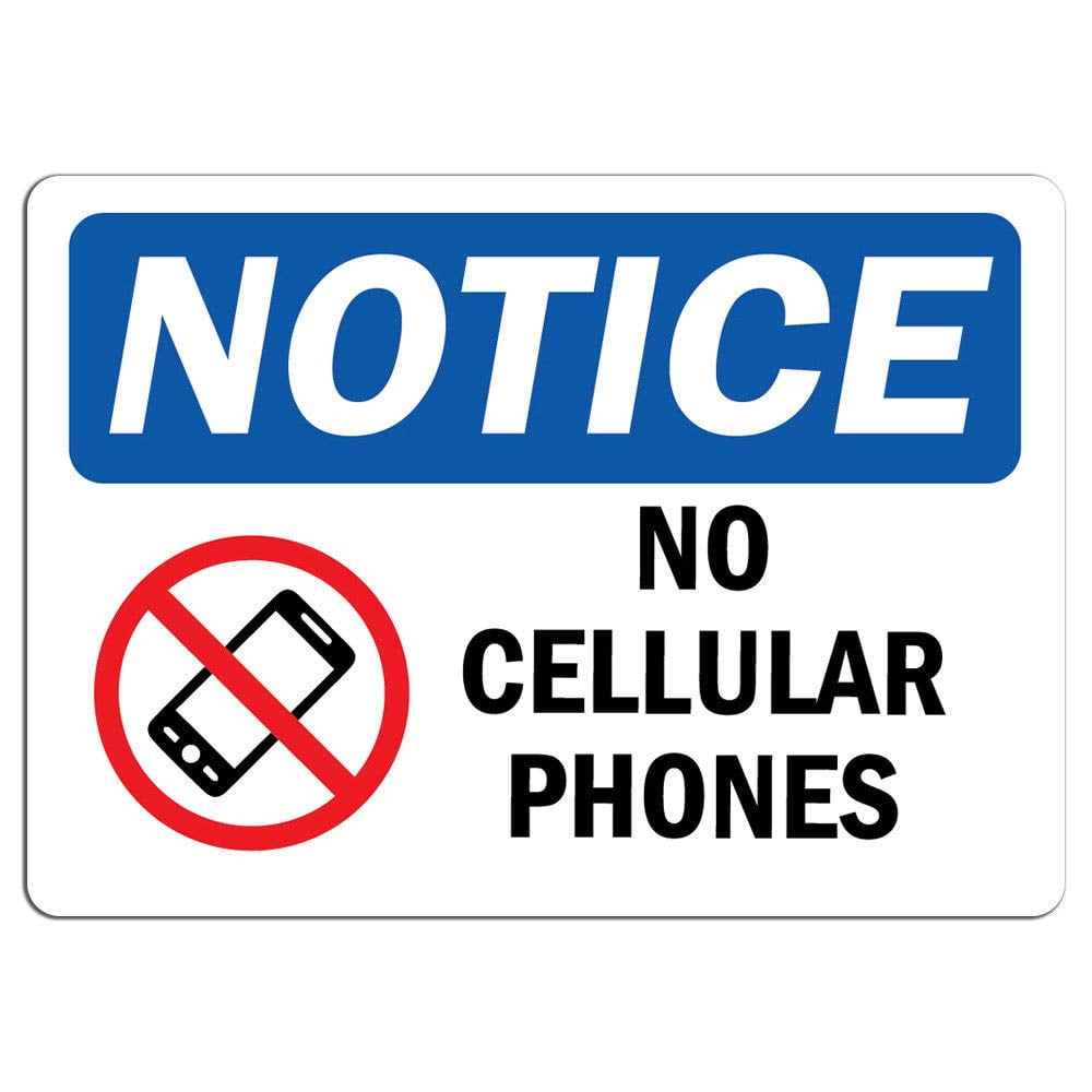 Vinyl Stickers - Notice - No Cellular Phones Sign - Safety and Warning ...