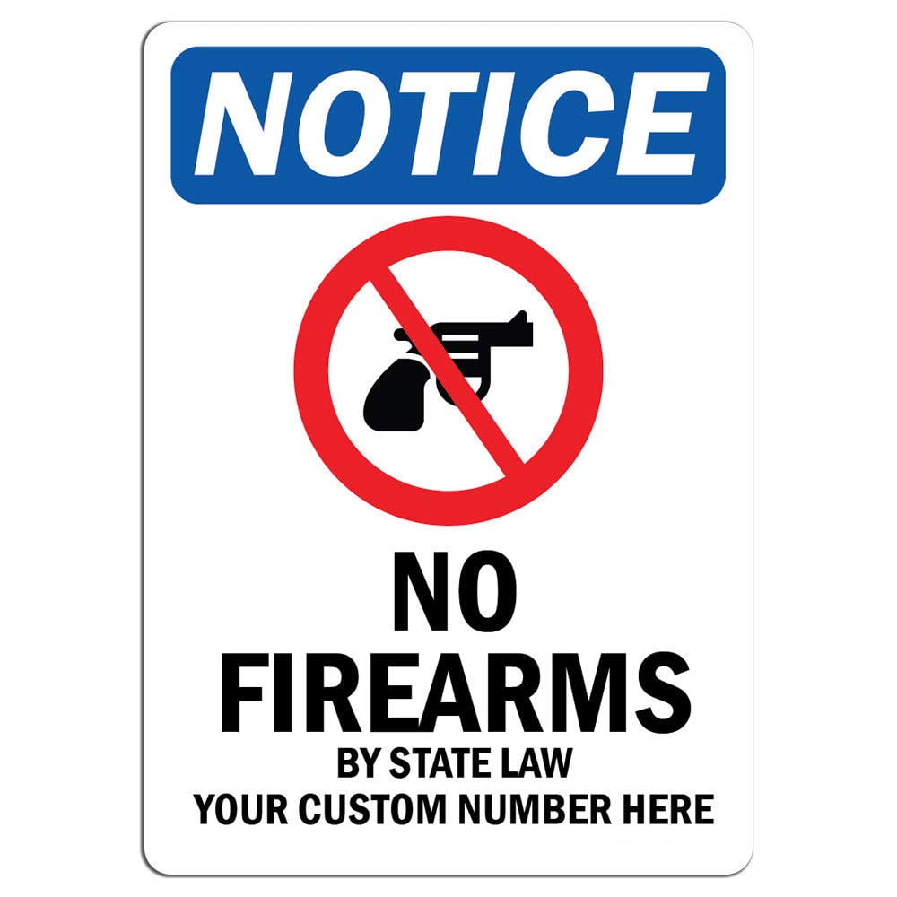 Vinyl Stickers - Notice - No Firearms by State Law Custom Sign - Safety ...