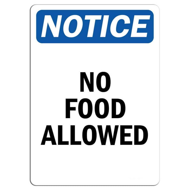Vinyl Stickers - Notice - No Food Allowed Sign - Safety and Warning ...