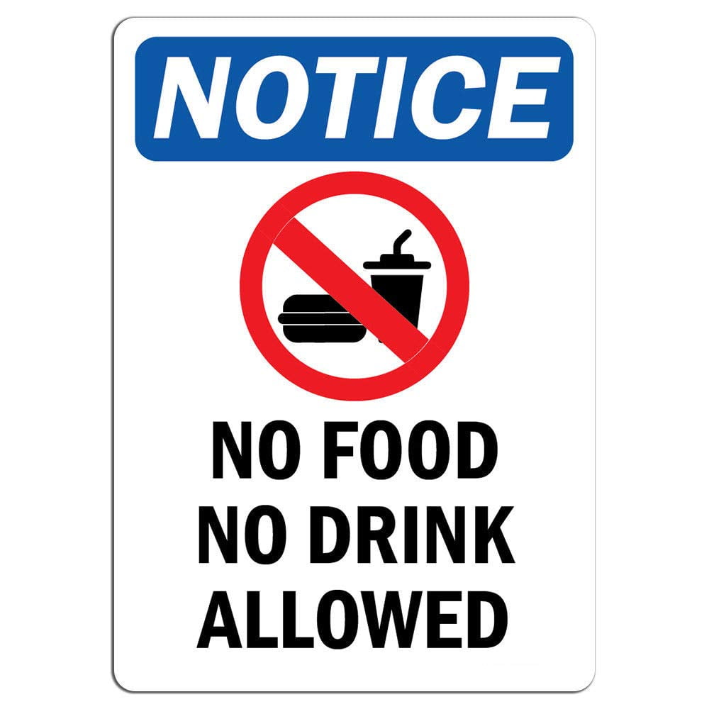 Vinyl Stickers - Notice - No Food No Drink Allowed Sign with Symbol ...