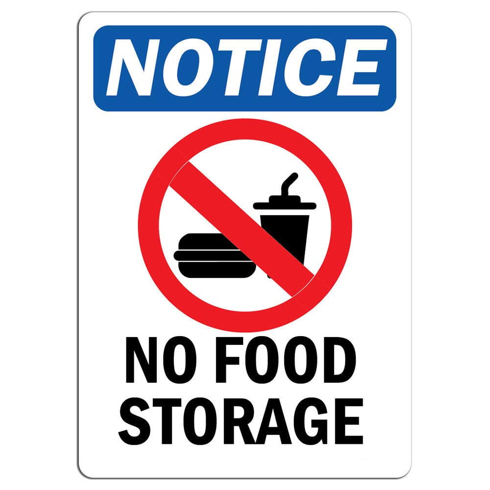 Vinyl Stickers - Notice - No Food Storage Sign with Symbol - Safety and ...