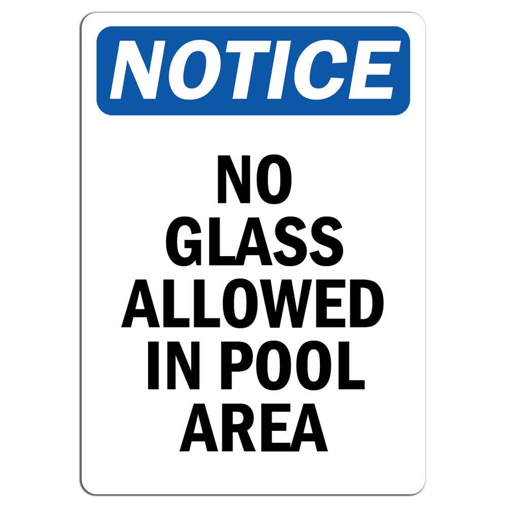Vinyl Stickers - Notice - No Glass Allowed in Pool Area -Safety and ...