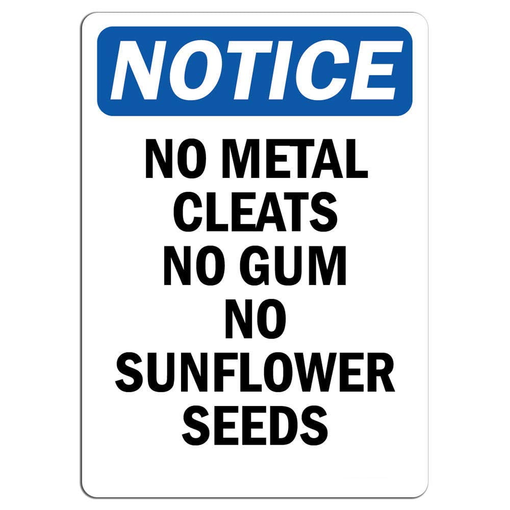 Vinyl Stickers - Notice - No Metal Cleats No Gum No Sunflower Seeds ...