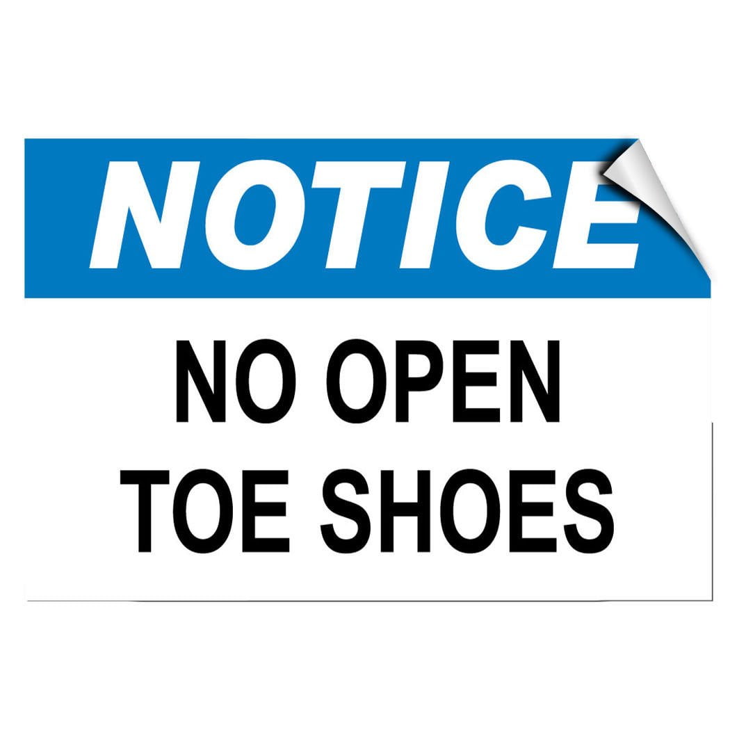 Vinyl Stickers - Notice - No Open Toe Shoes Hazard Notice - - Safety ...