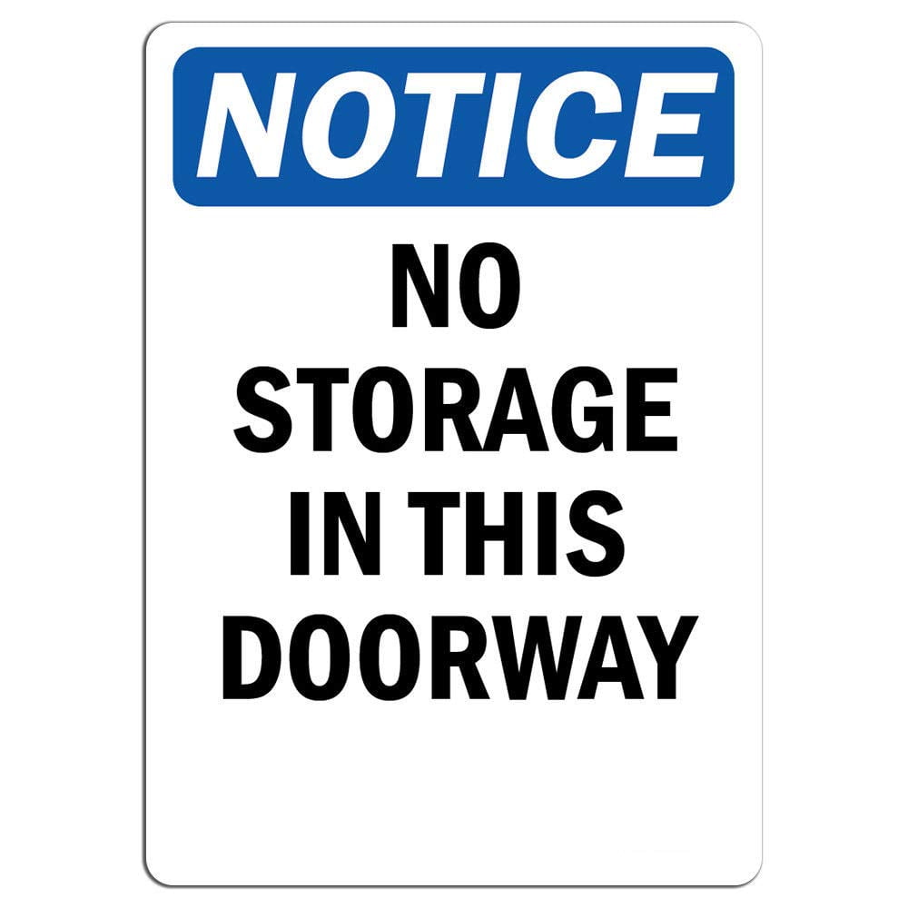 Vinyl Stickers - Notice - No Storage in This Doorway Sign - Safety and ...