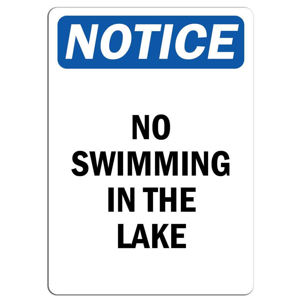 Vinyl Stickers - Notice - No Swimming in The Lake Sign - Safety and ...