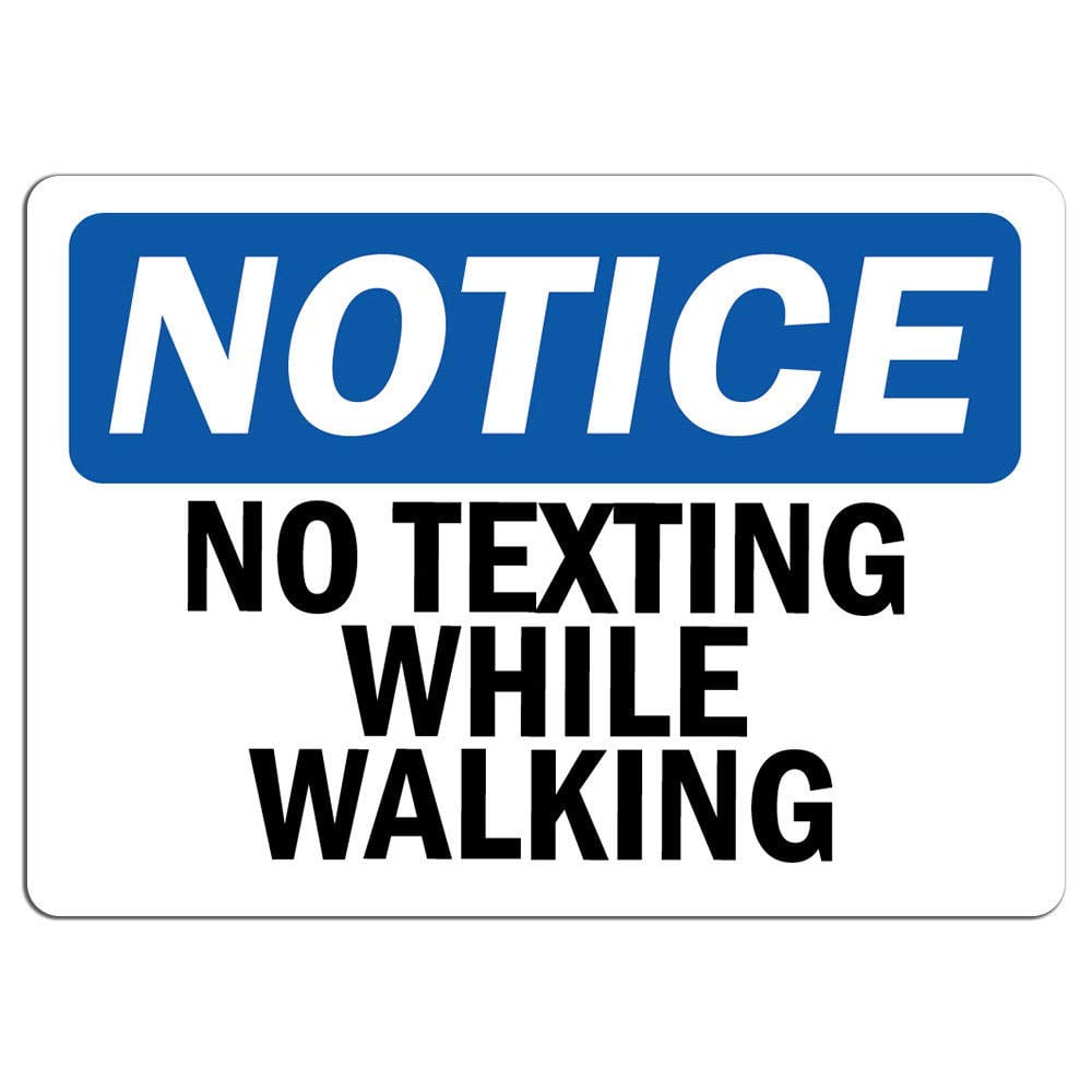 Vinyl Stickers - Notice - No Texting While Walking Sign - Safety and ...