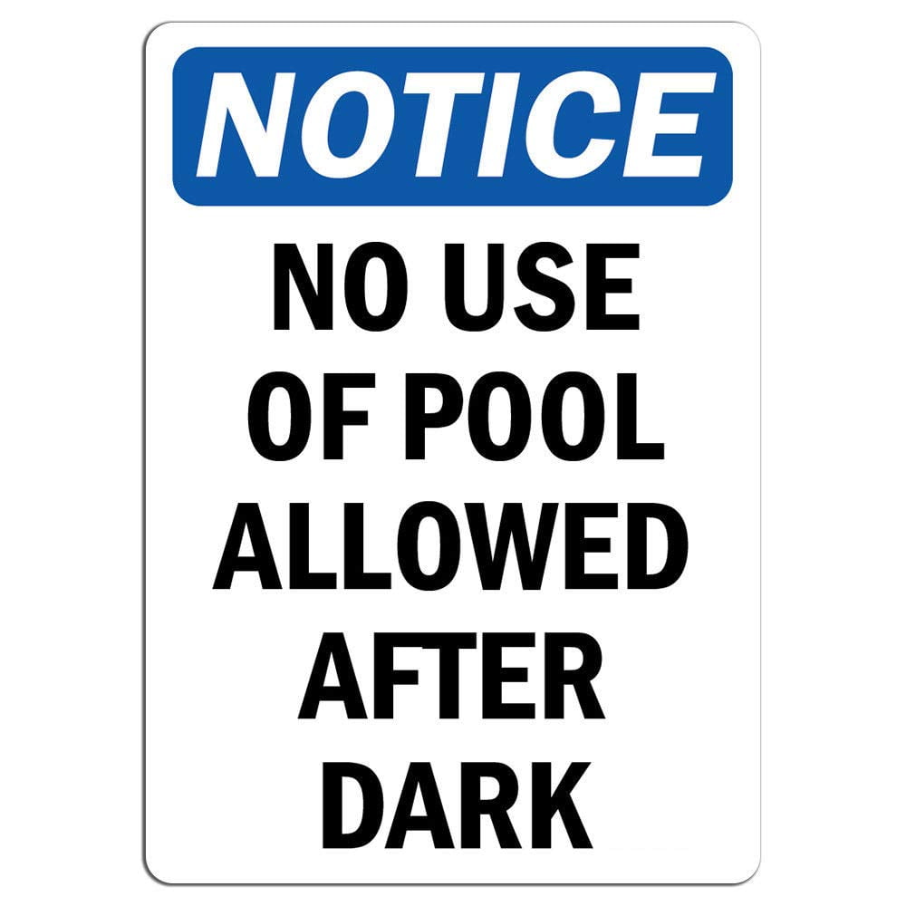 Vinyl Stickers - Notice - No Use of Pool Allowed After Dark Sign ...