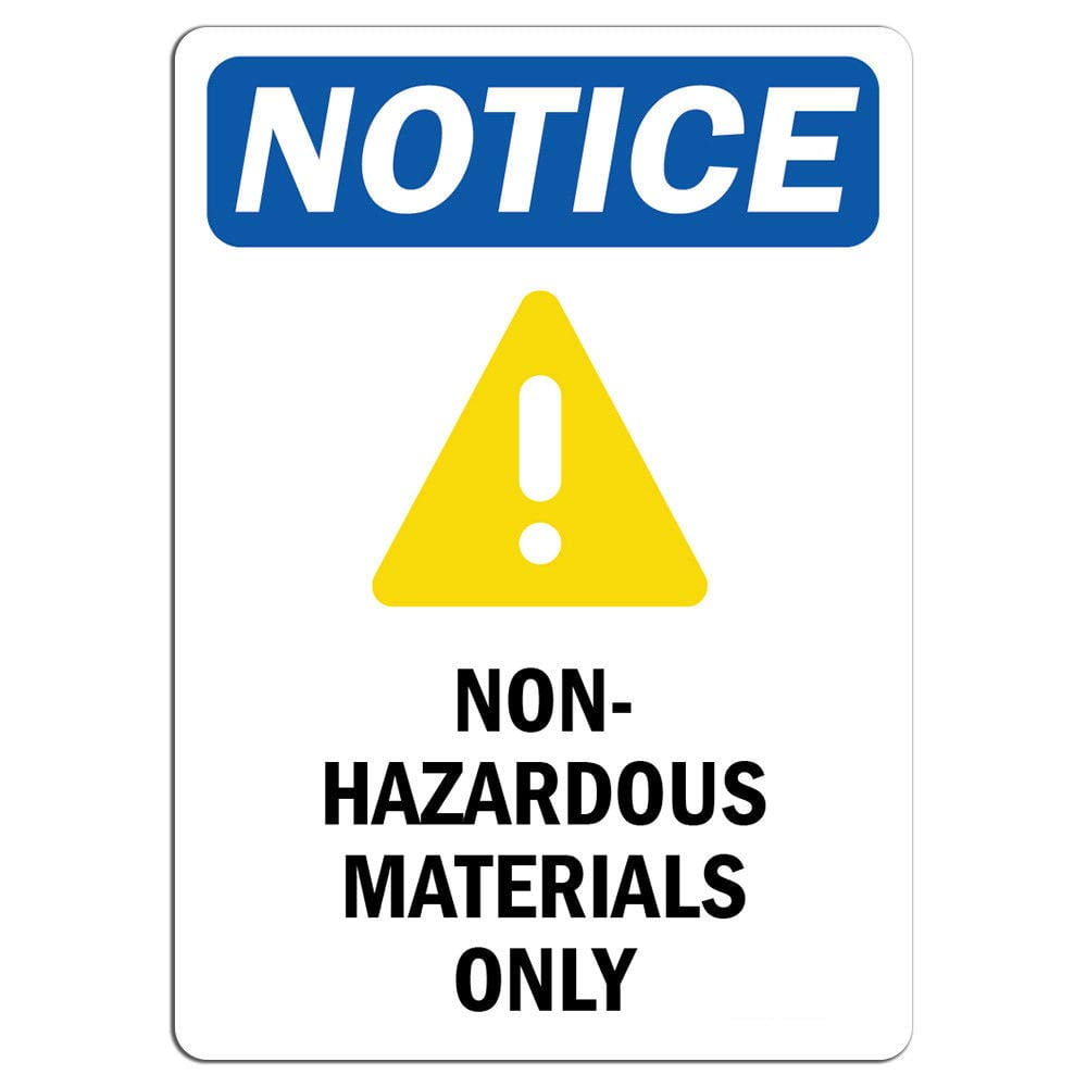 Vinyl Stickers - Notice - Non-Hazardous Materials Only Sign with Symbol ...