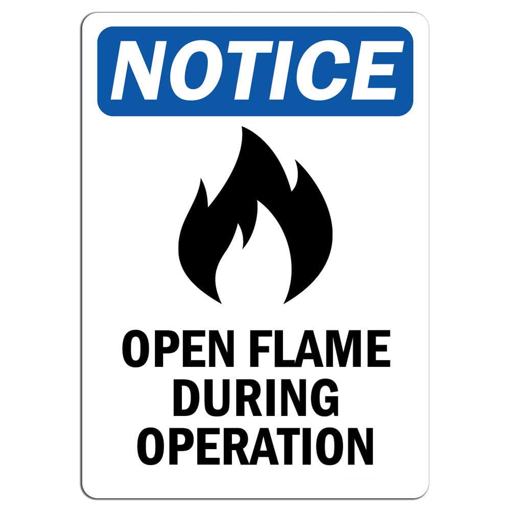 Vinyl Stickers - Notice - Open Flame During Operation Sign with Symbol ...