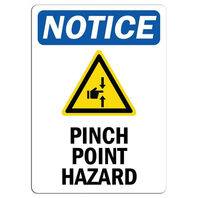 Vinyl Stickers - Notice - Pinch Point Hazard Sign with Symbol - Safety ...