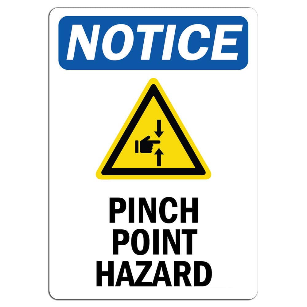 Vinyl Stickers - Notice - Pinch Point Hazard Sign with Symbol - Safety ...