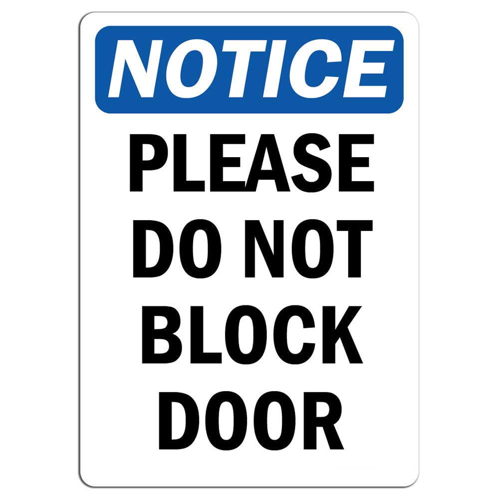Vinyl Stickers - Notice - Please Do Not Block Door Sign - Safety and ...