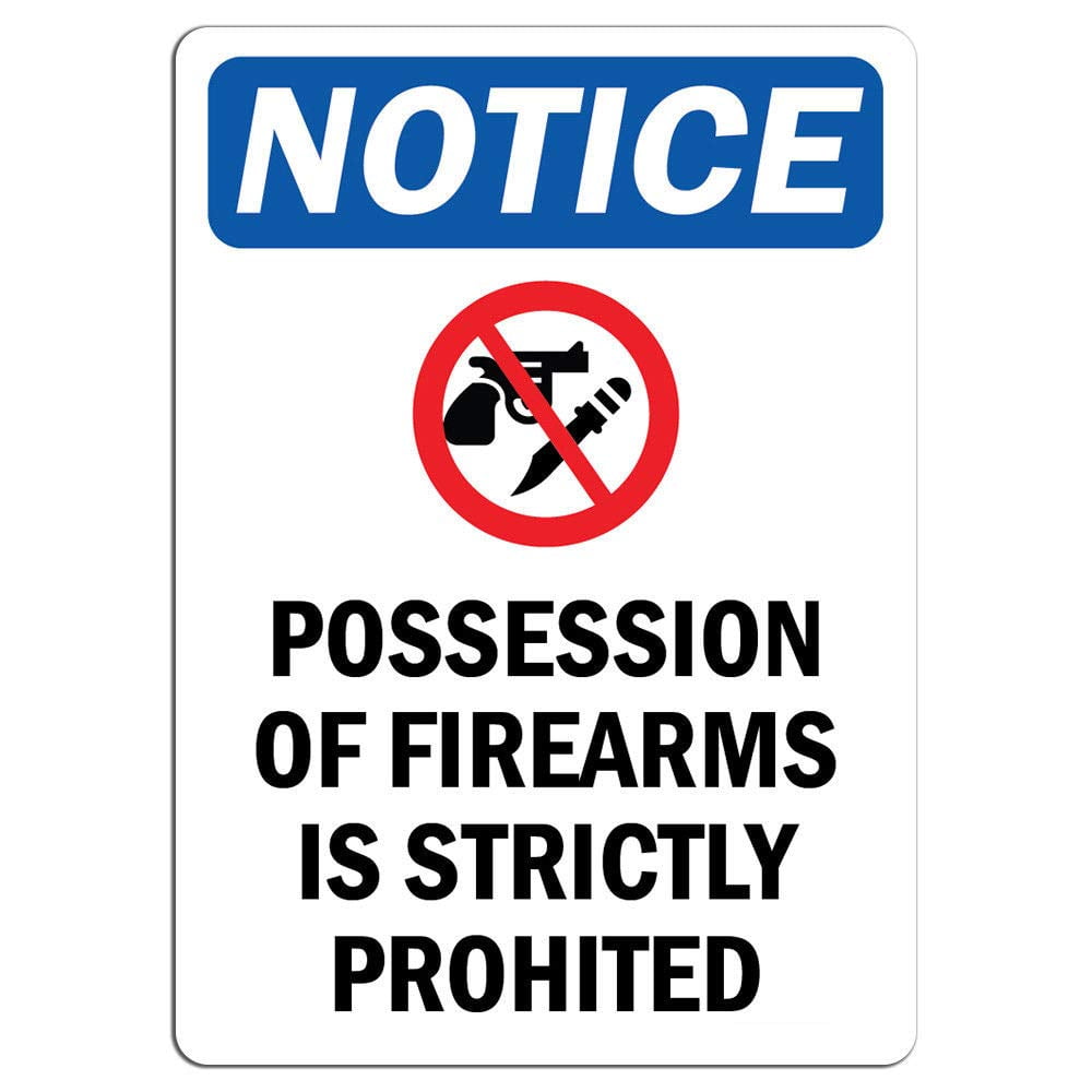 Vinyl Stickers - Notice - Possession of Firearms Strictly Prohibited ...