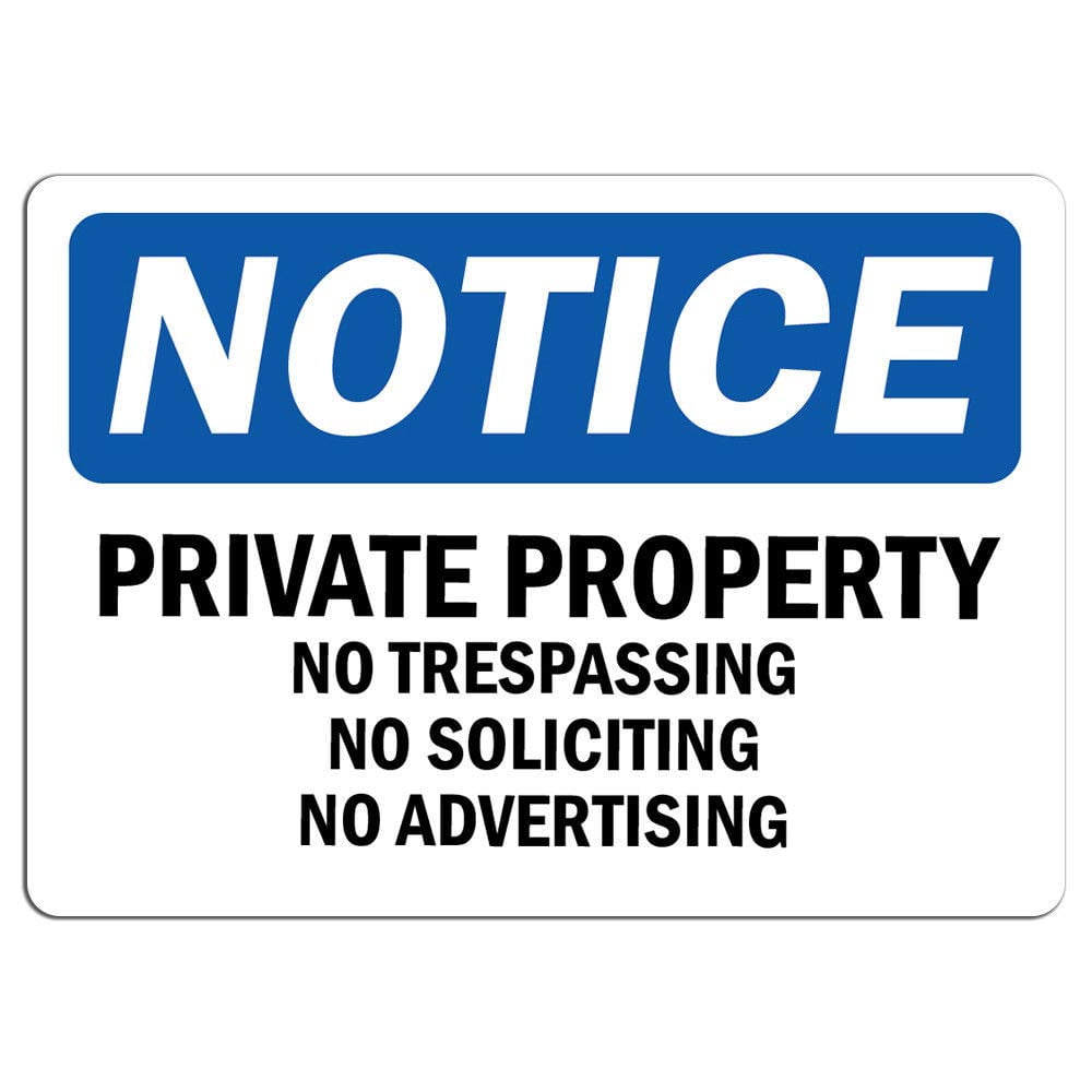 Vinyl Stickers - Notice - Private Property No Trespassing No Soliciting ...