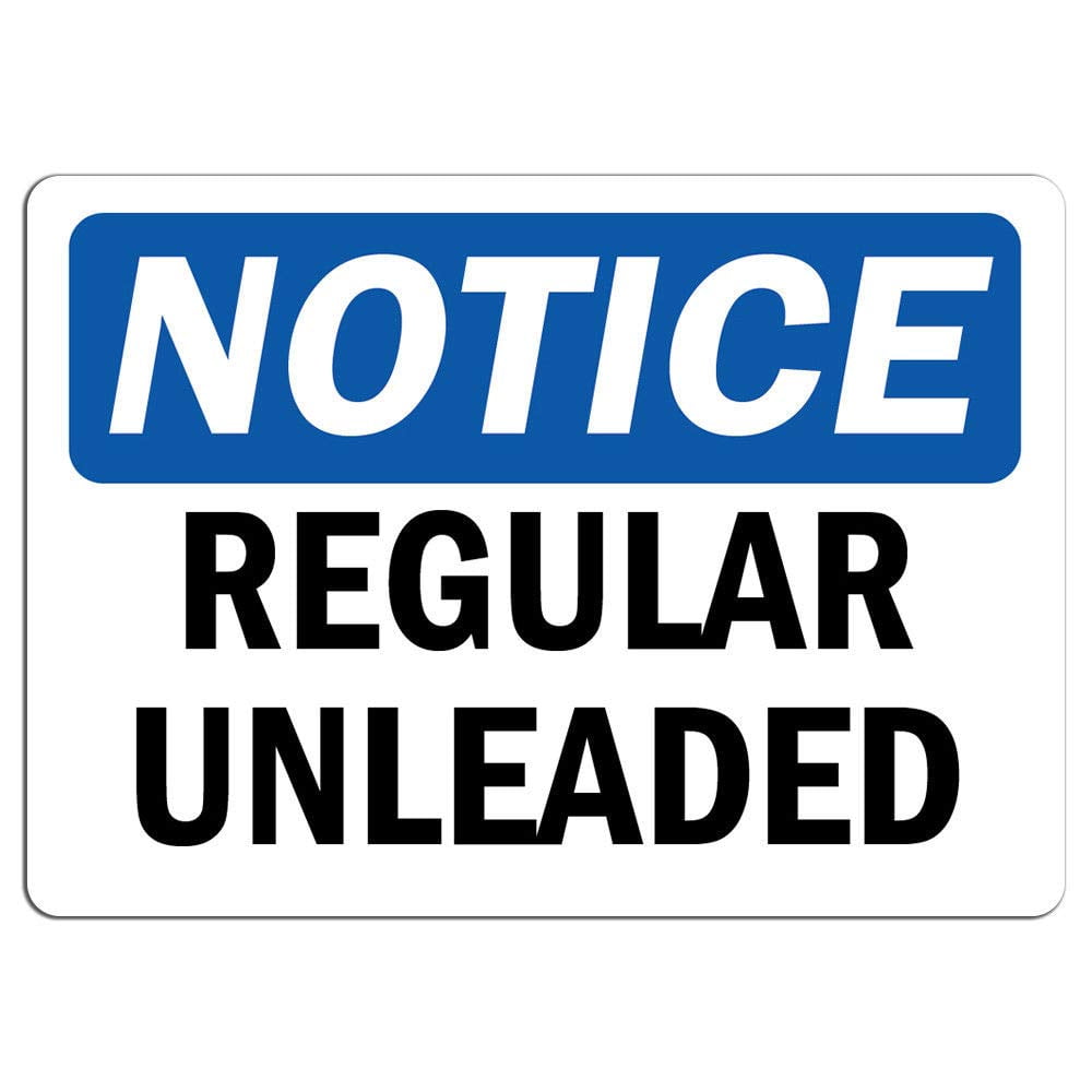 Vinyl Stickers - Notice - Regular Unleaded Sign - Safety and Warning ...
