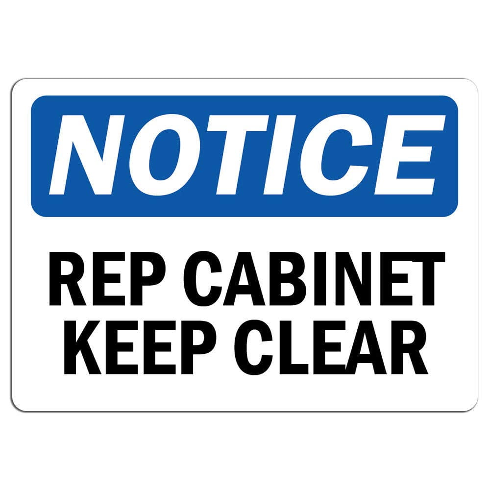 Vinyl Stickers - Notice - Rep Cabinet Keep Clear Sign - Safety and ...