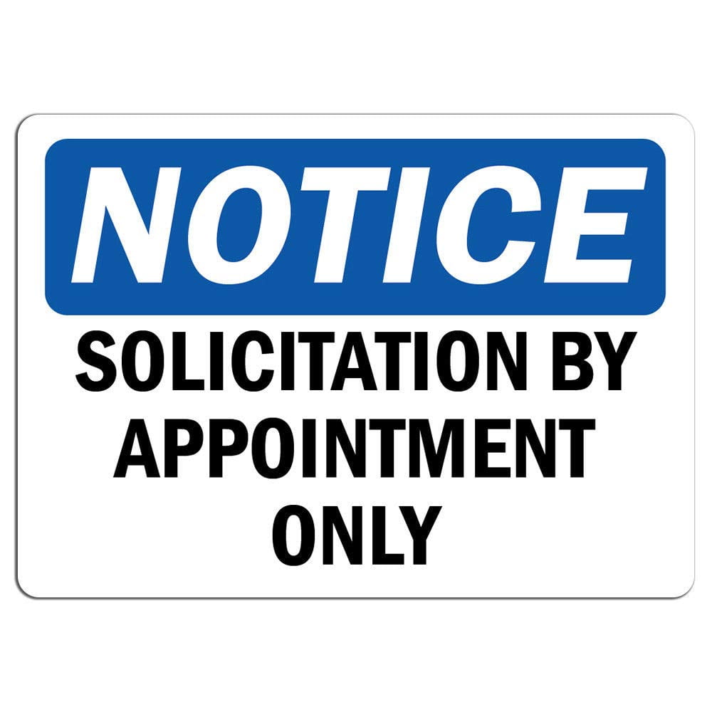 Vinyl Stickers - Notice - Solicitation by Appointment Only Sign ...