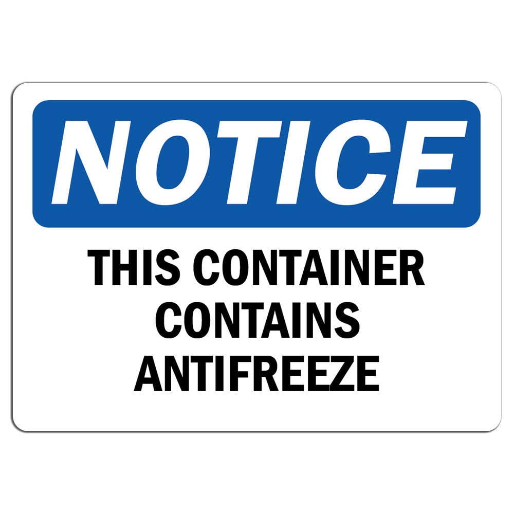 Vinyl Stickers - Notice - This Container Contains Antifreeze Sign ...