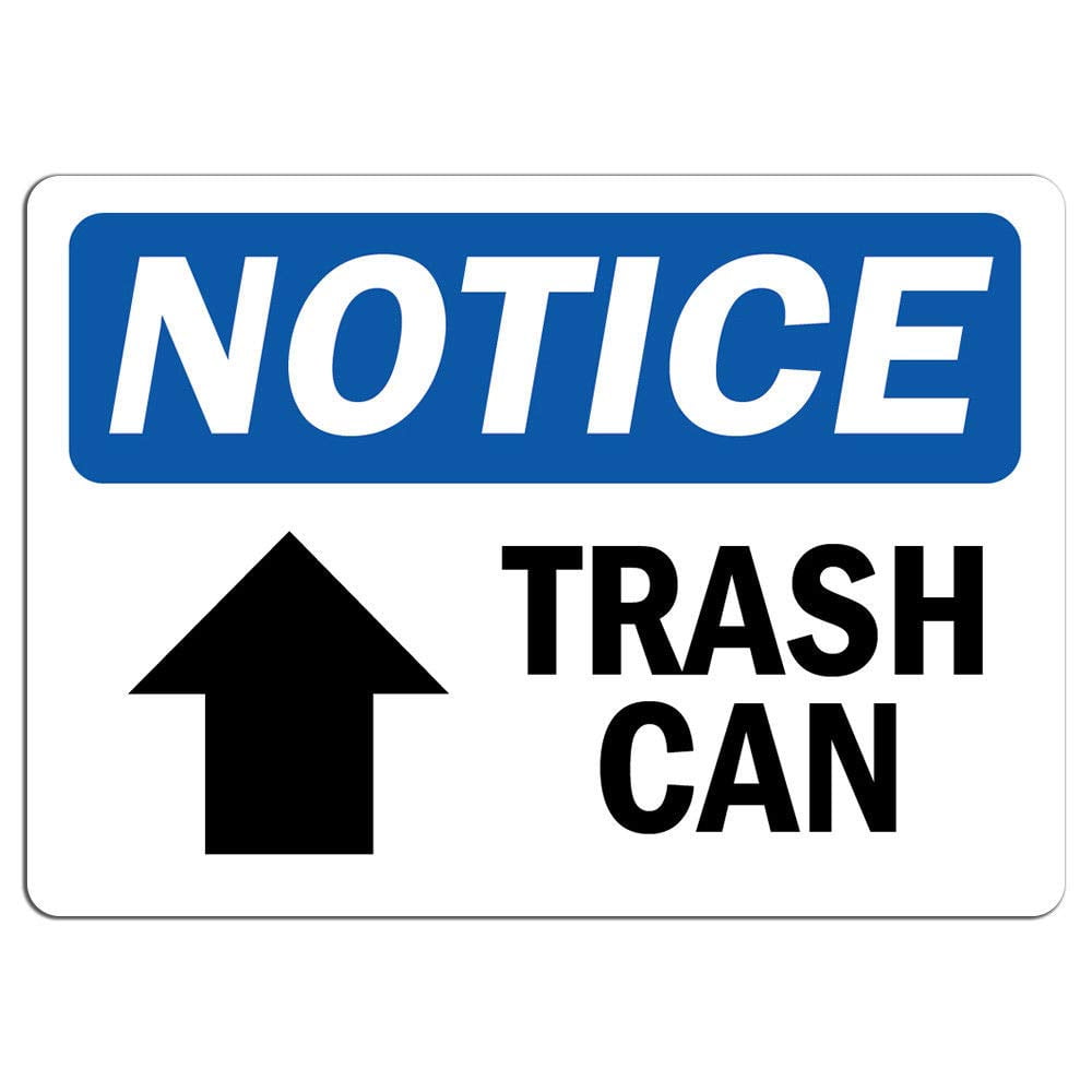 Vinyl Stickers - Notice - Trash Can [Up Arrow] Sign with Symbol ...