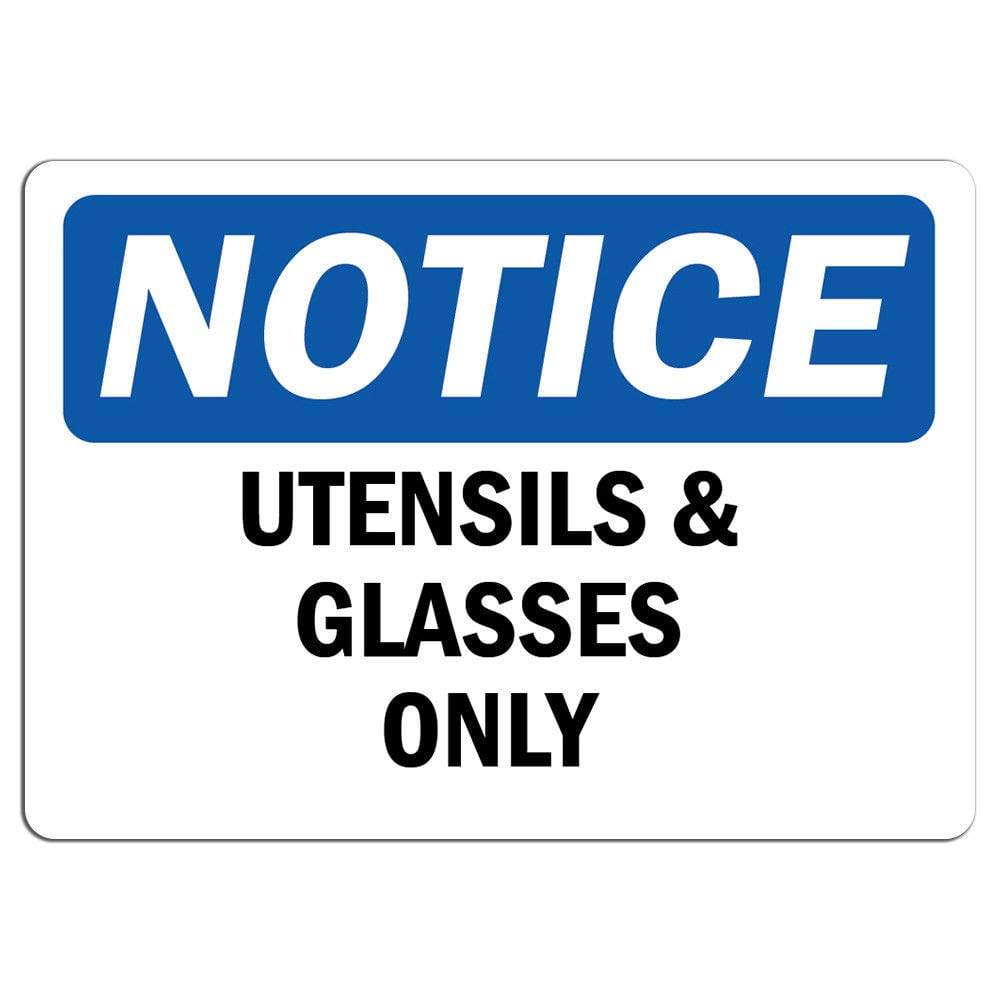 Vinyl Stickers - Notice - Utensils and Glasses Only Sign - Safety and ...