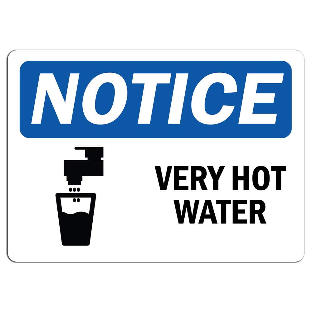 Vinyl Stickers - Notice - Very Hot Water Sign with Symbol - Safety and ...