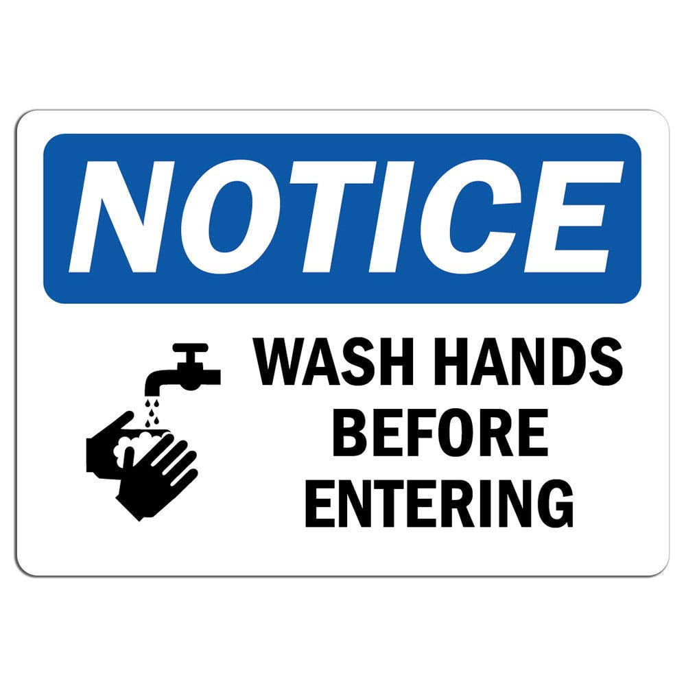 Vinyl Stickers - Notice - Wash Hands Before Entering Sign with Symbol ...