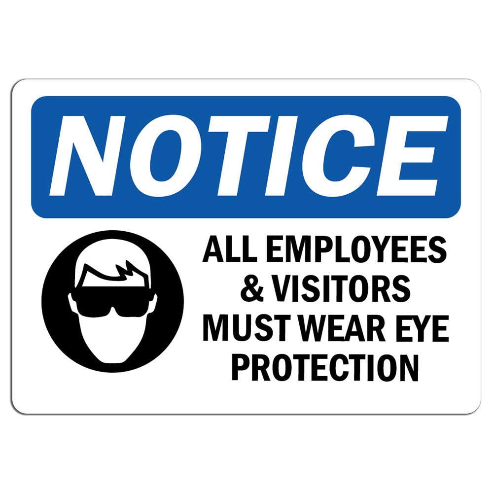 Vinyl Stickers - Notice - Wear Eye Protection Sign with Symbol - Safety ...