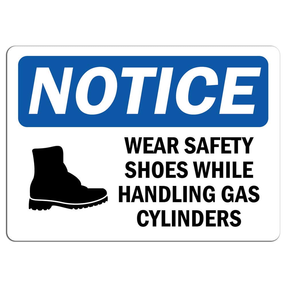 Vinyl Stickers - Notice - Wear Safety Shoes While Handling Sign with ...