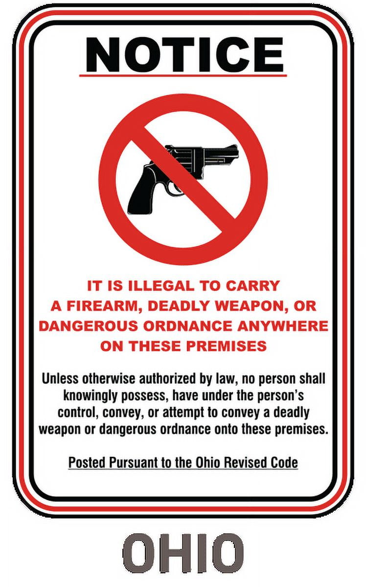 Vinyl Stickers - Ohio No Firearms on Premises Sign - Safety and Warning ...