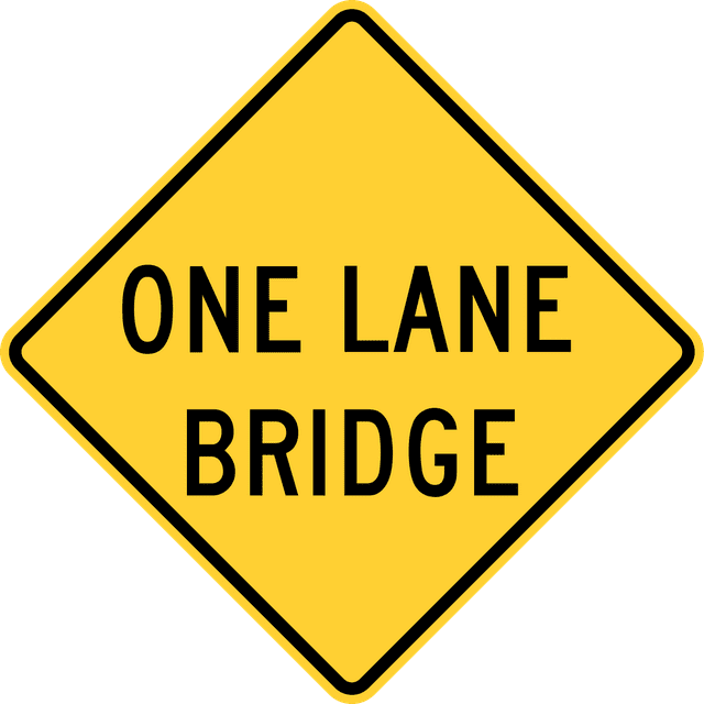 Vinyl Stickers - One Lane Bridge - Safety and Warning Warehouse Signs ...